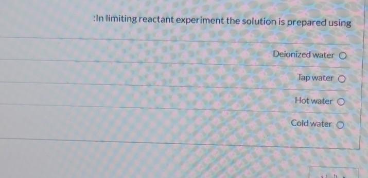 Solved In limiting reactant experiment the solution is | Chegg.com