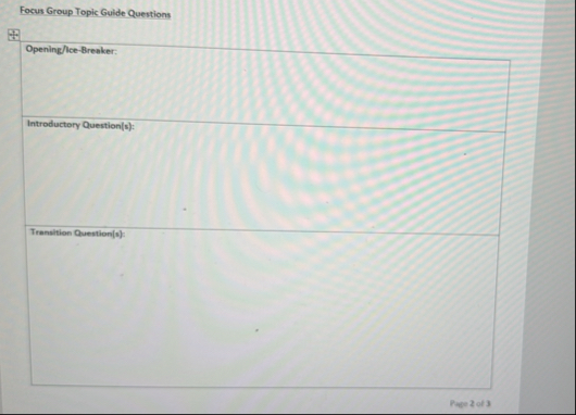 [Solved]: Use #1 Focus Group Topic Guide Questions Opening/