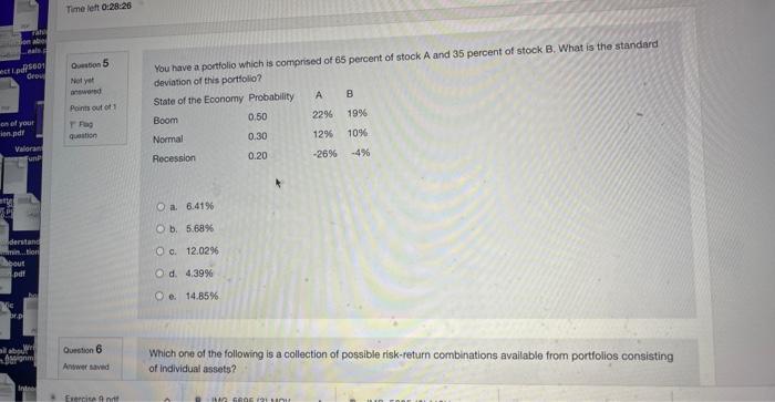 Solved You have a portfolio which is comprised of 65 percent | Chegg.com