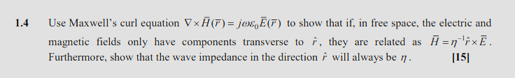 Solved 1.4 ﻿Use Maxwell's curl equation | Chegg.com