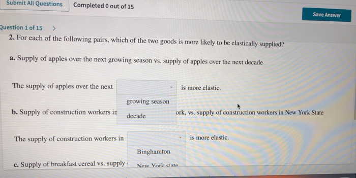 Solved Submit All Questions Completed 0 out of 15 Save | Chegg.com Solved Submit All Questions Completed 0 out of 15 Save | Chegg.com