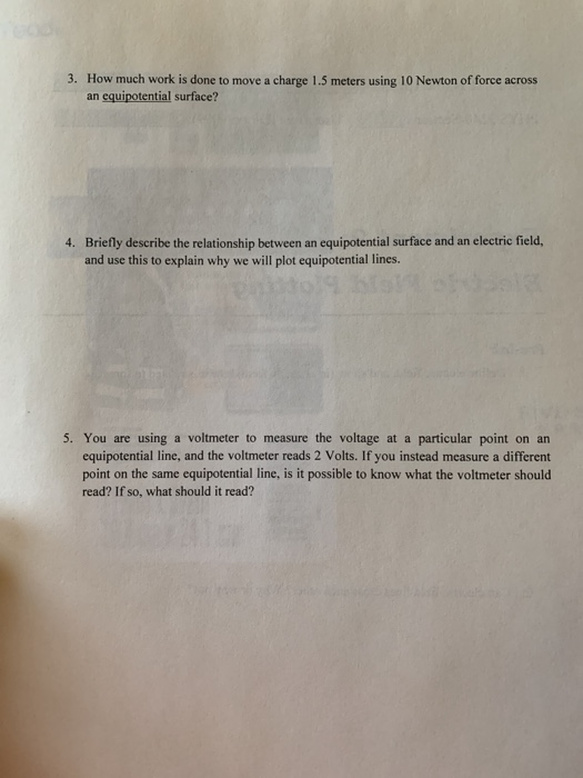 Solved Experiment 2: Electric Field Plotting Pre-lab Define | Chegg.com