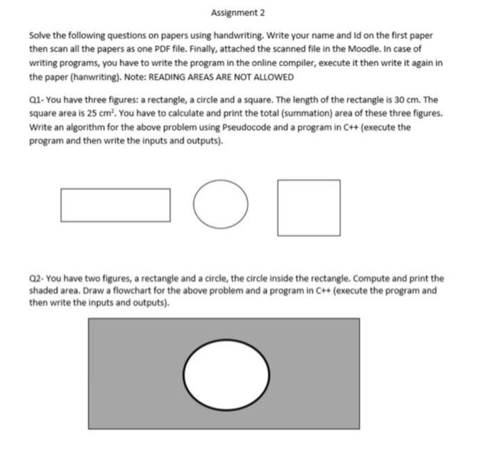Solved Assignment 2 Solve the following questions on papers | Chegg.com