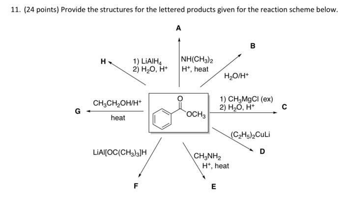 Solved 11. (24 points) Provide the structures for the | Chegg.com