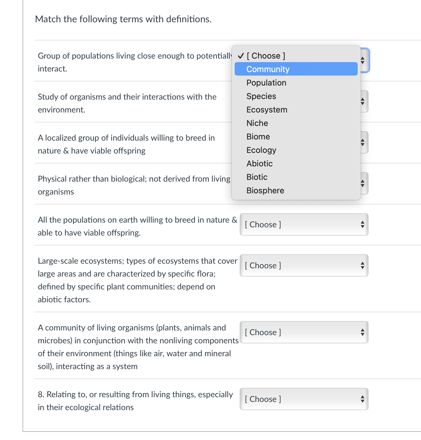 Solved Match the following terms with definitions.Group of | Chegg.com