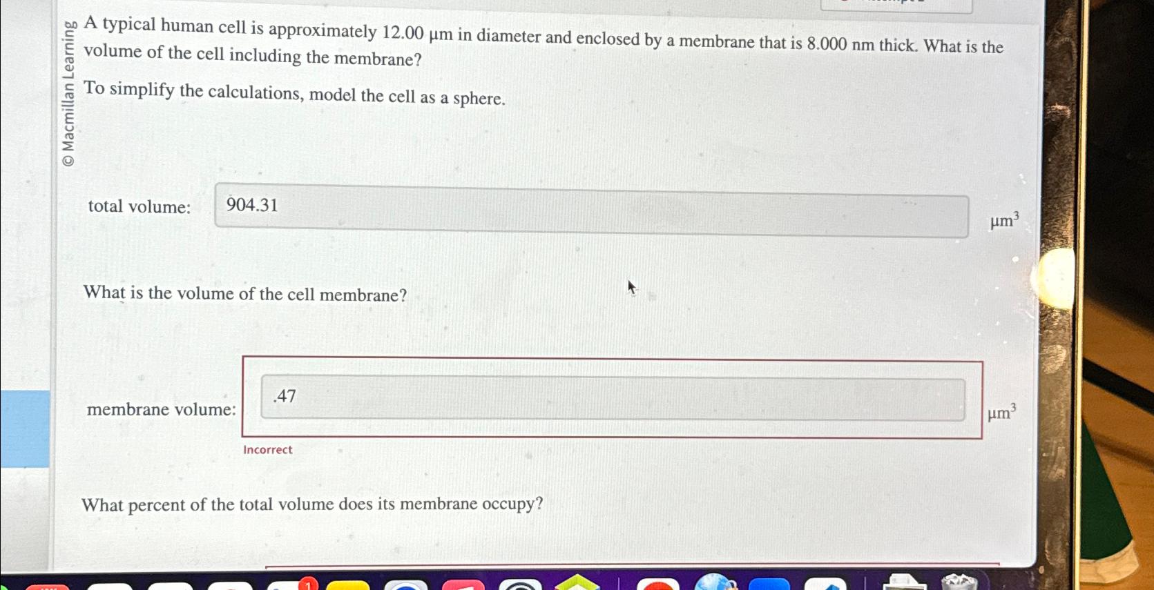 Solved an A typical human cell is approximately 12.00μm ﻿in | Chegg.com