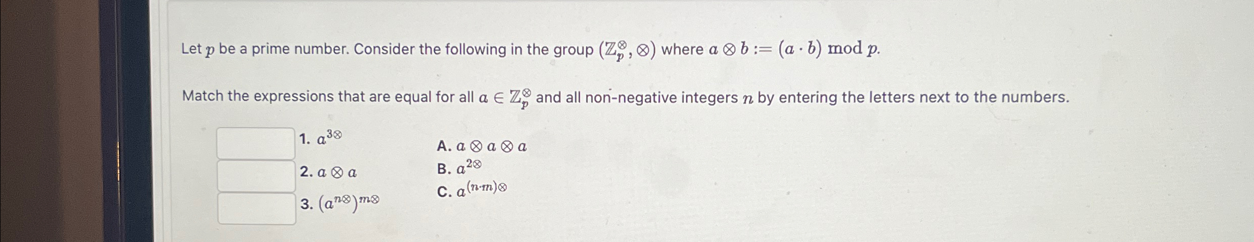 Solved Let p ﻿be a prime number. Consider the following in | Chegg.com