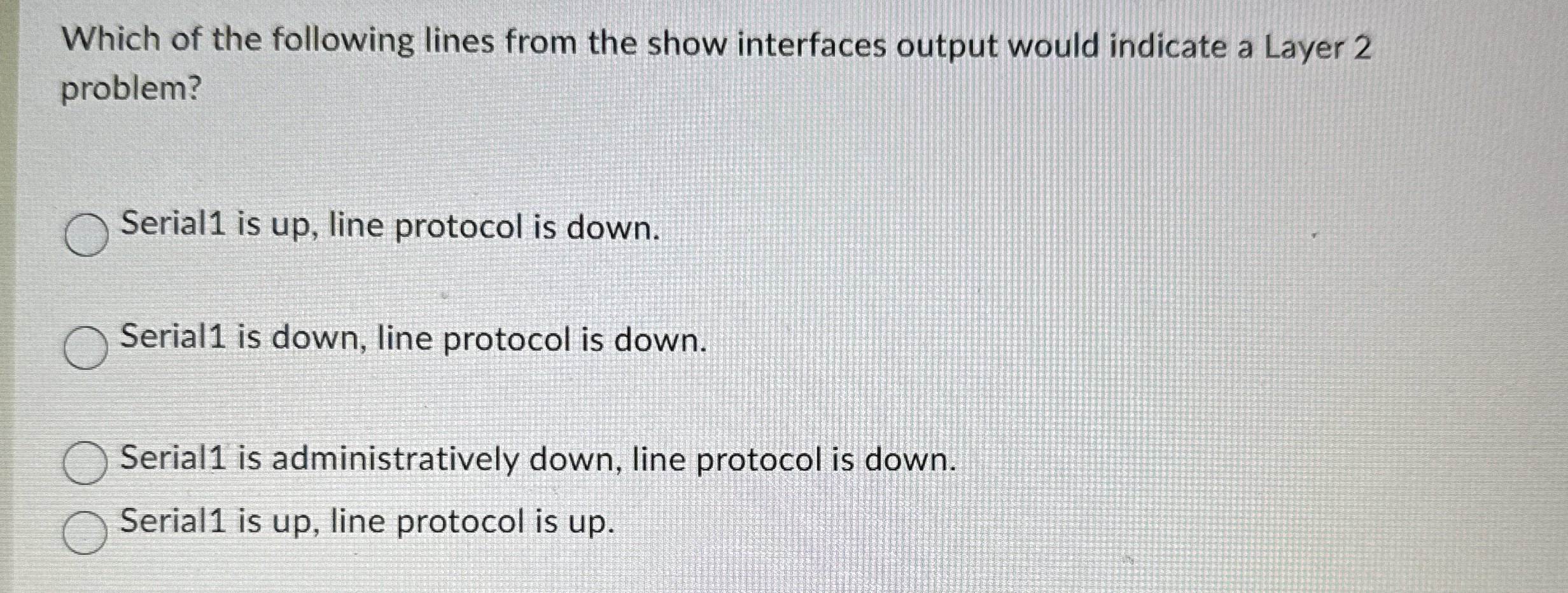 Solved Which of the following lines from the show interfaces | Chegg.com