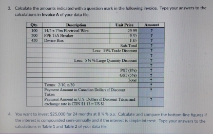 Solved Calculate the amounts indicated with a question mark | Chegg.com