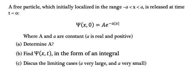 Solved A free particle, which initially localized in the | Chegg.com