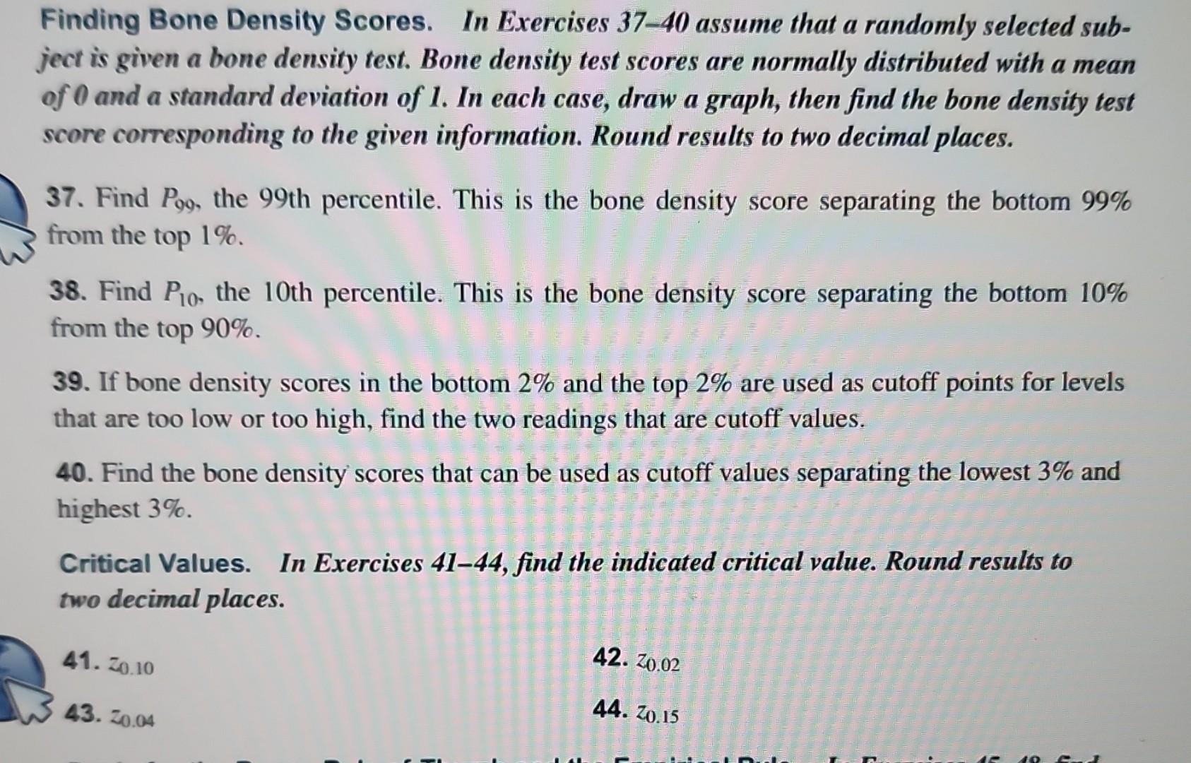 Solved Finding Bone Density Scores. In Exercises 37-40 | Chegg.com
