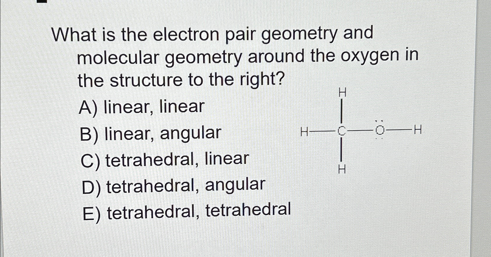 What is the electron pair geometry and molecular | Chegg.com