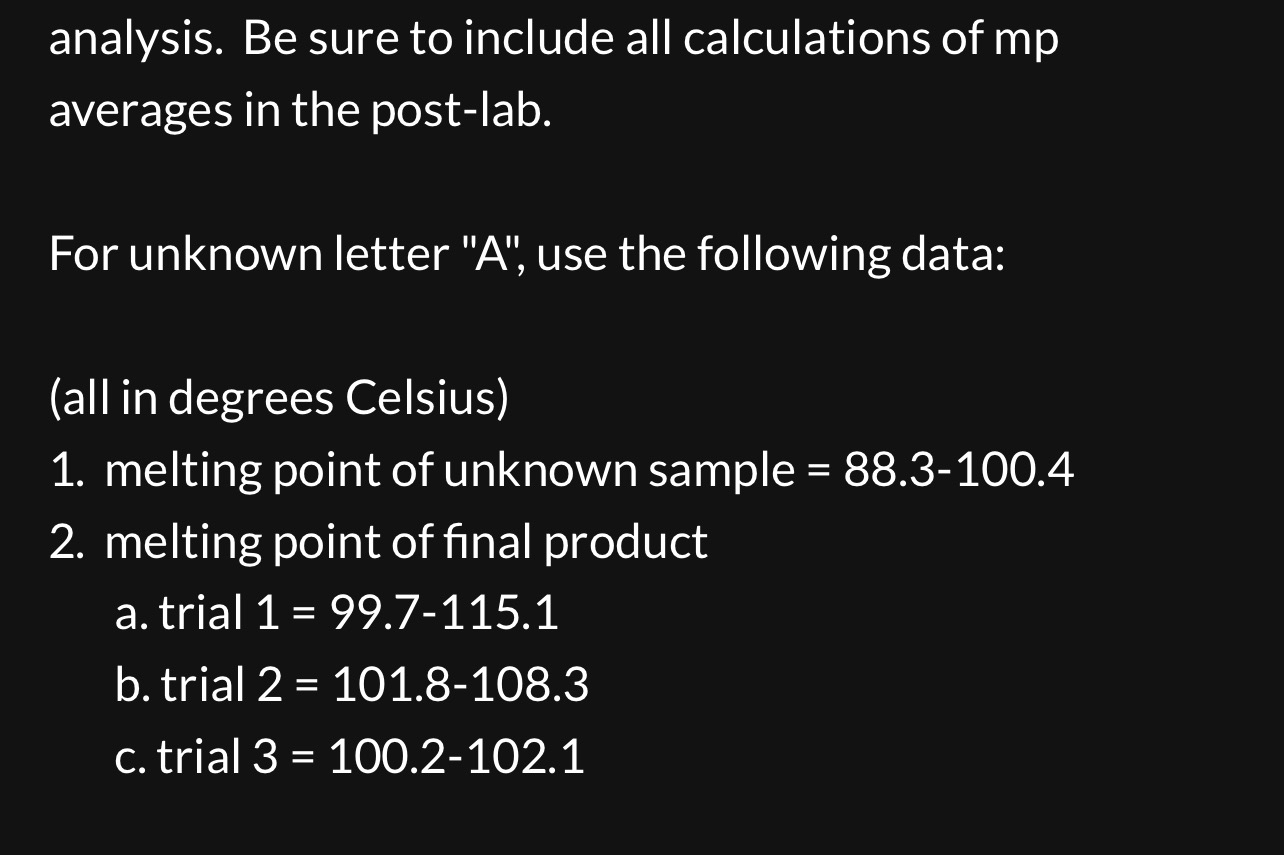 Solved analysis. Be sure to include all calculations of mp | Chegg.com