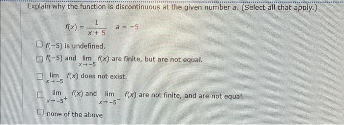 Solved Explain why the function is discontinuous at the | Chegg.com