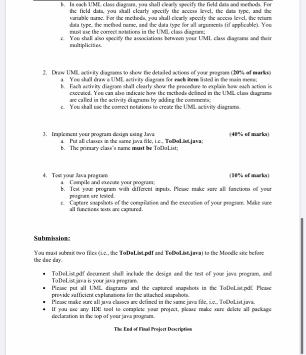 General Requirements: You should use UML class | Chegg.com