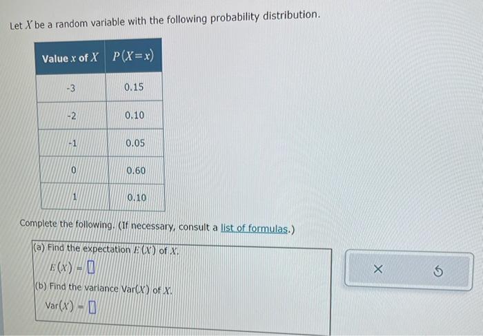 Solved Let X be a random variable with the following | Chegg.com