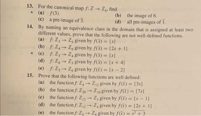 Solved 13. For the canonical map f:Z→Z6, find (b) the image | Chegg.com