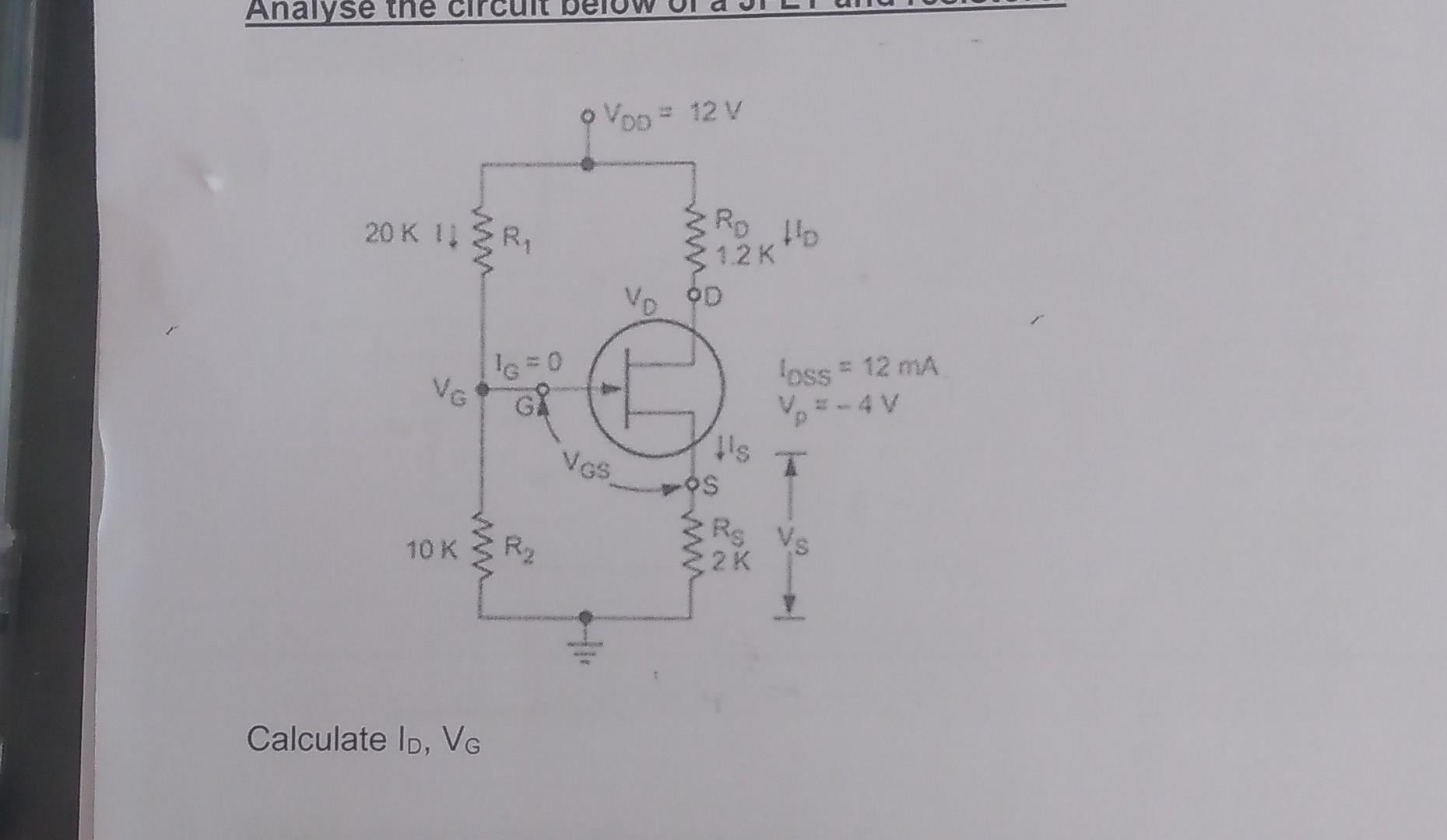 Solved Calculate ID,VG | Chegg.com