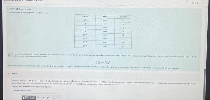 Solved Converting between Sl units The following table | Chegg.com