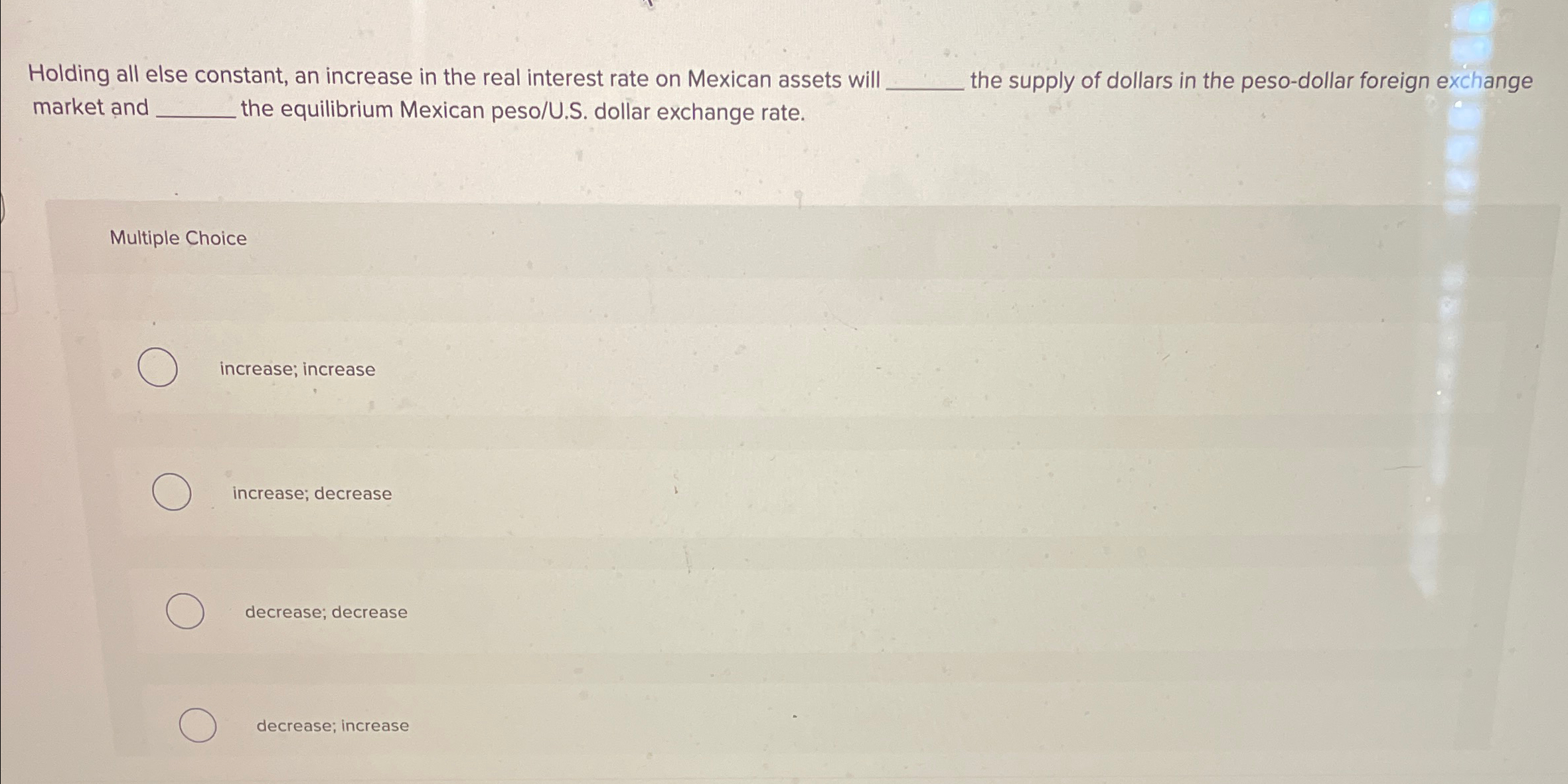 Holding all else constant, an increase in the real | Chegg.com