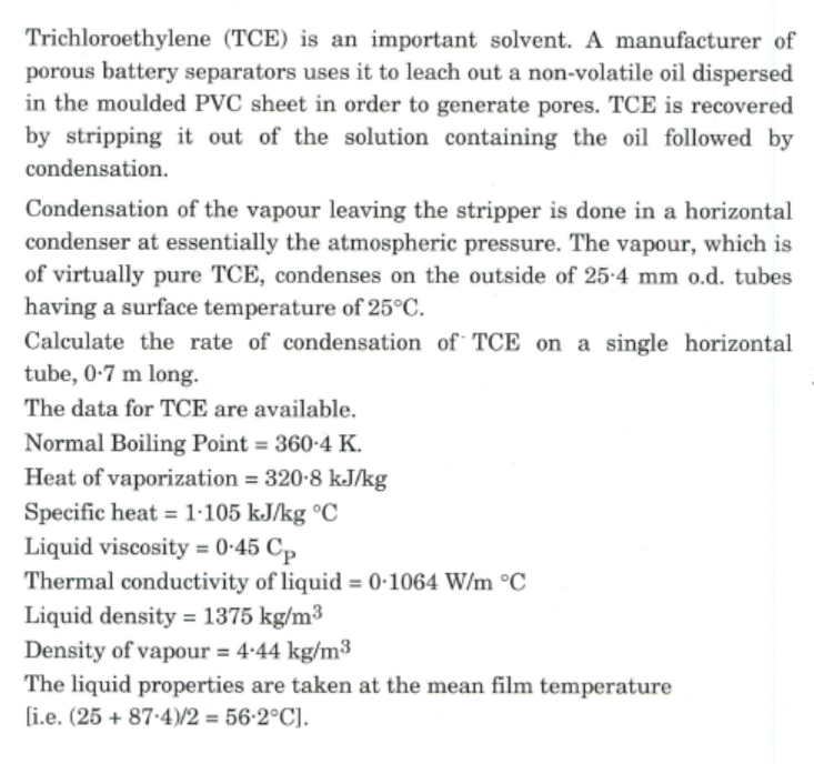 Trichloroethylene (TCE) is an ﻿important solvent. A | Chegg.com