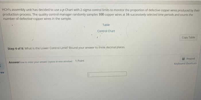 Solved HCH's assembly unit has decided to use a p Chart with | Chegg.com