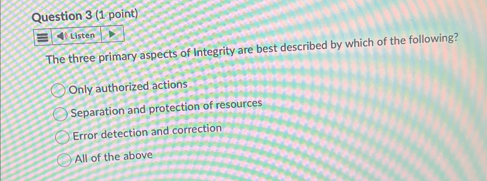 Solved Question 3 (1 ﻿point)ListenThe three primary aspects | Chegg.com