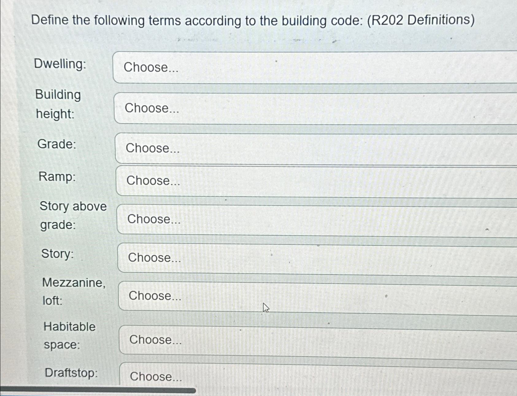 Solved Define the following terms according to the building | Chegg.com