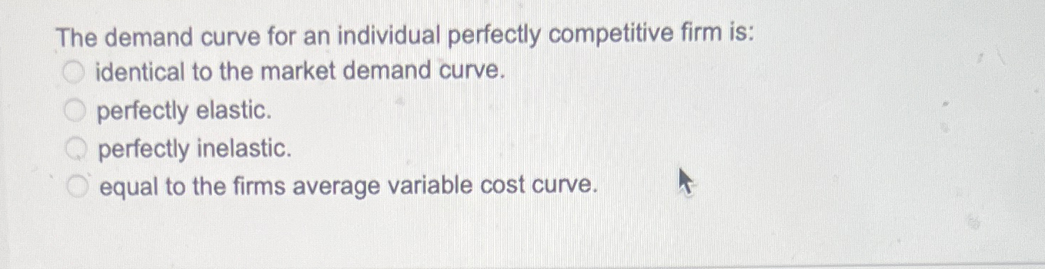 Solved The demand curve for an individual perfectly | Chegg.com