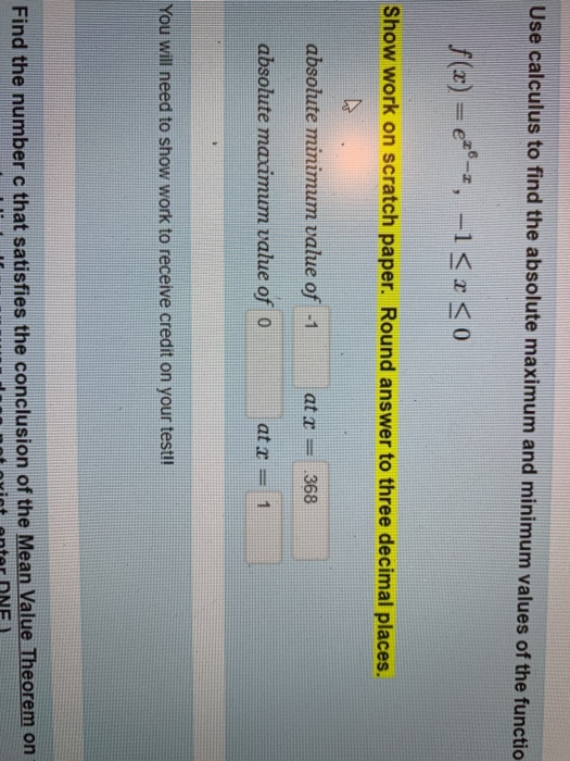 Solved Use calculus to find the absolute maximum and minimum | Chegg.com