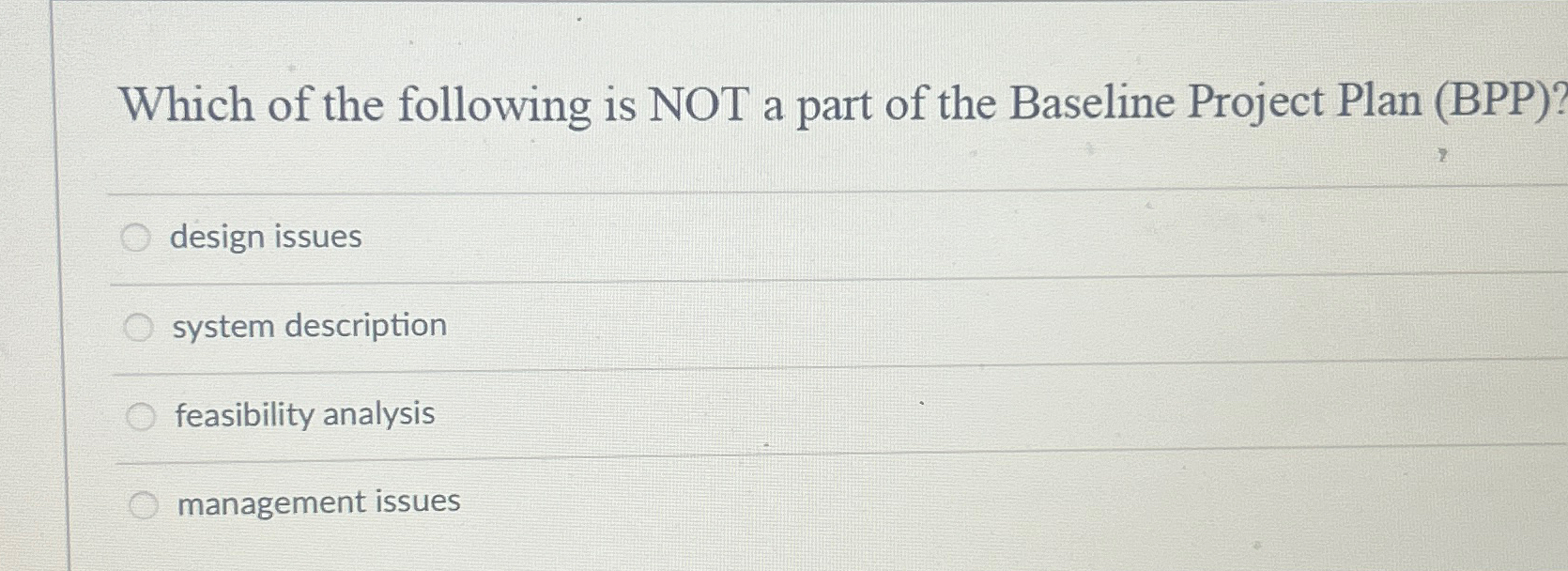 Solved Which of the following is NOT a part of the Baseline | Chegg.com
