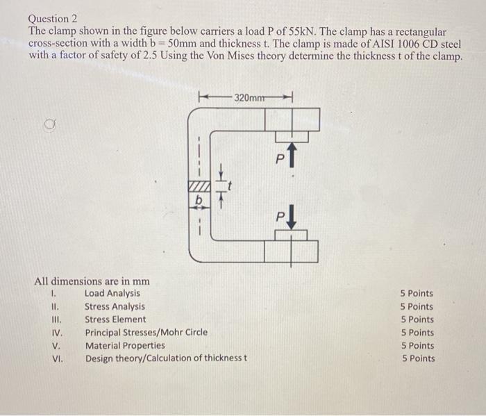 Solved Question 2 The clamp shown in the figure below | Chegg.com
