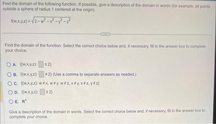 Solved Find the domain of the following function. If | Chegg.com