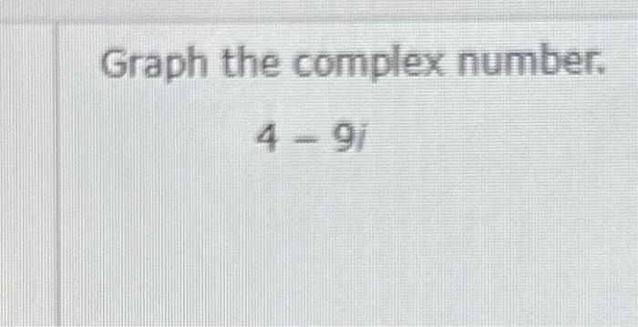 Solved Graph the complex number. 4−9iFind the modulus r. r= | Chegg.com