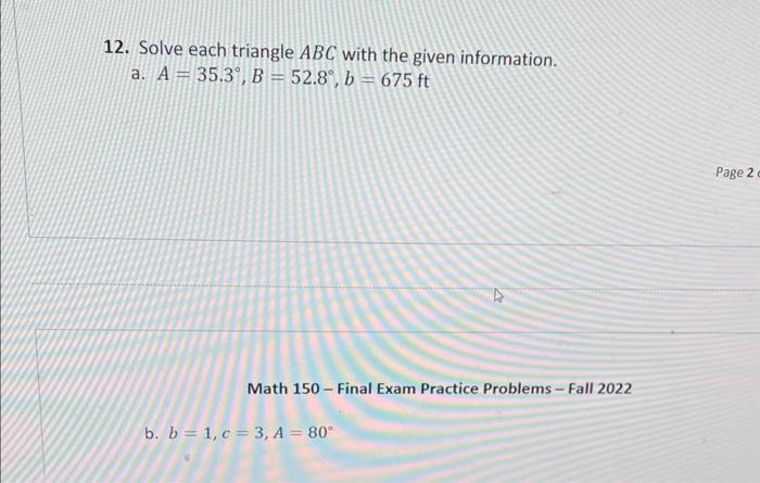 Solved 22. Solve each triangle ABC with the given | Chegg.com