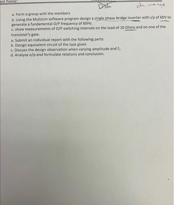 Solved a. Form a group with the members b. Using the | Chegg.com