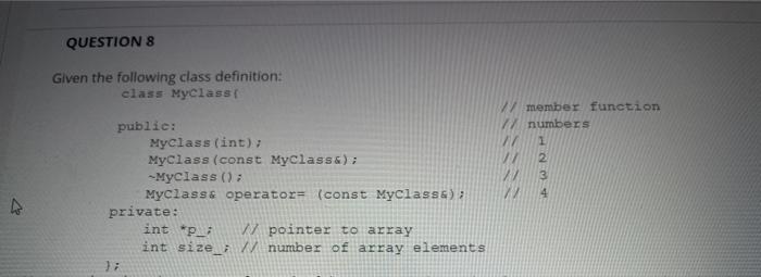 Solved QUESTIONS Given the following class definition: class | Chegg.com