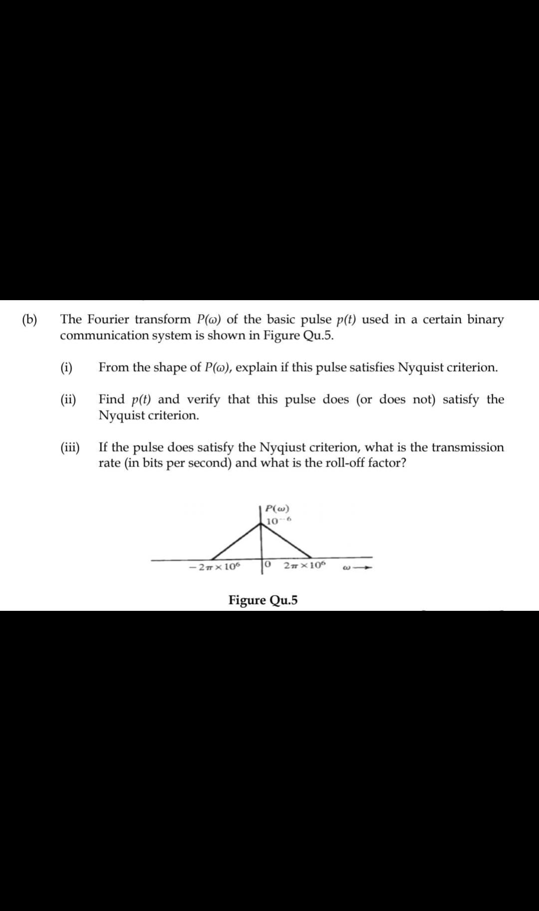 Solved (b) The Fourier transform P(ω) of the basic pulse | Chegg.com