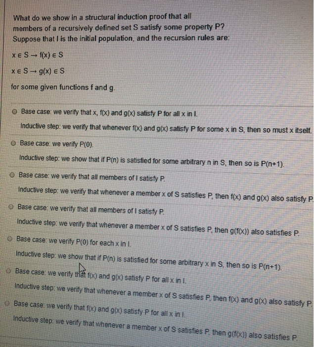 Solved What do we show in a structural induction proof that | Chegg.com