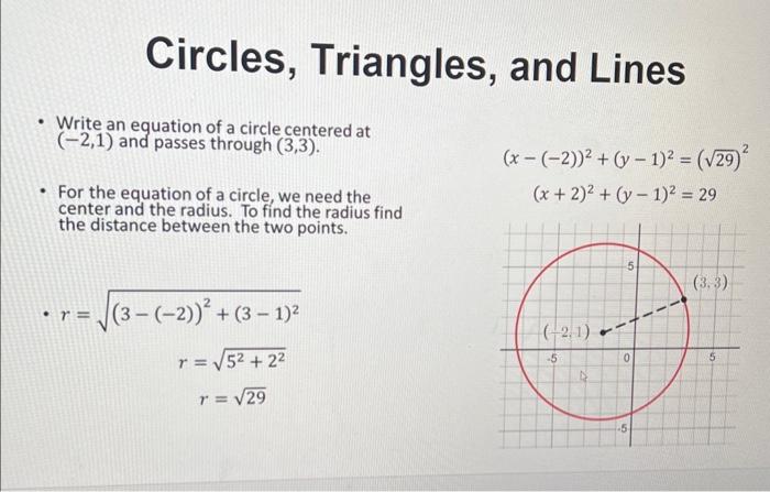 Solved Circles, Triangles, and Lines - Write an equation of | Chegg.com
