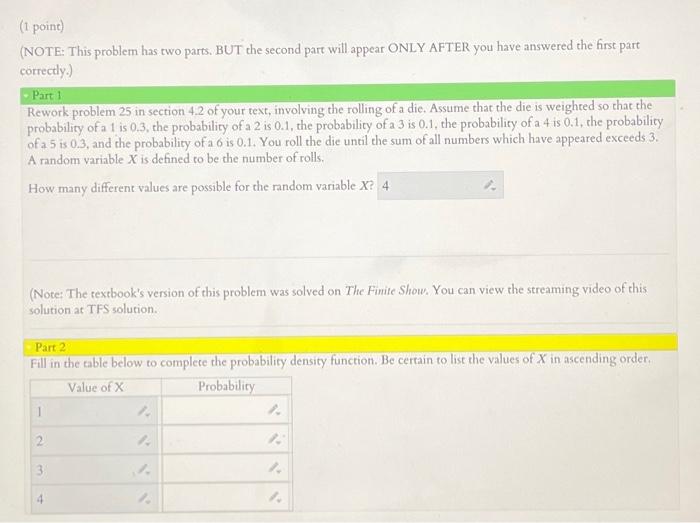 Solved (1 point) (NOTE: This problem has two parts. BUT the | Chegg.com