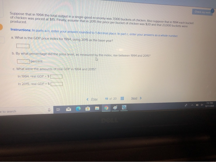 Solved Suppose that in 1994 the total output in a | Chegg.com