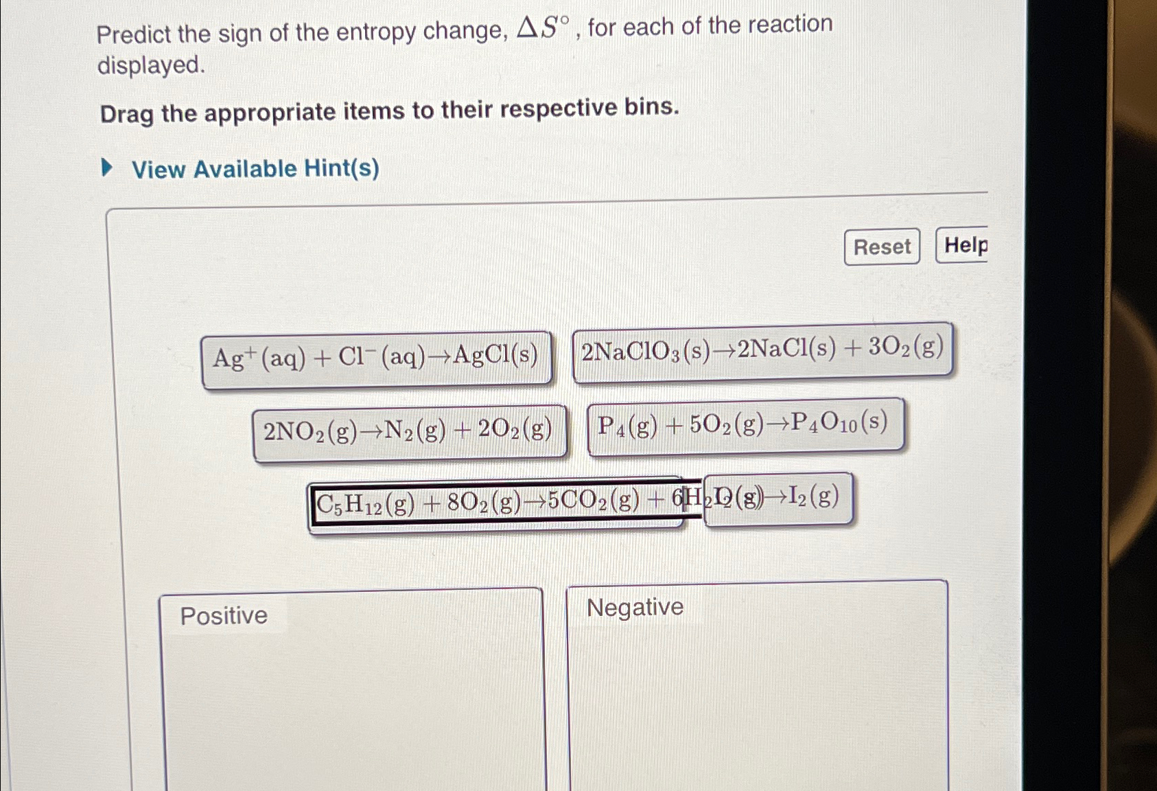 Predict the sign of the entropy change, ΔS°, ﻿for | Chegg.com