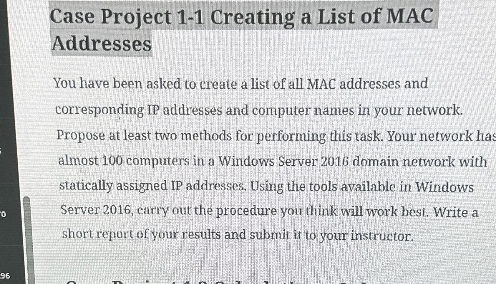 Solved Case Project 1 1 ﻿creating A List Of Mac Addressesyou