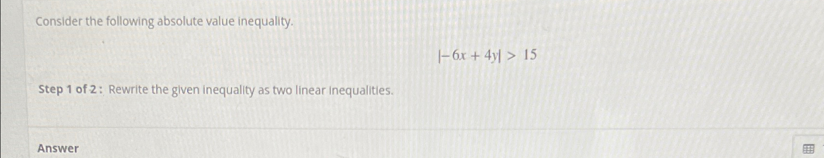 Solved Consider the following absolute value | Chegg.com