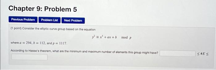 Solved Chapter 9: Problem 5 Previous Problem Probler List | Chegg.com