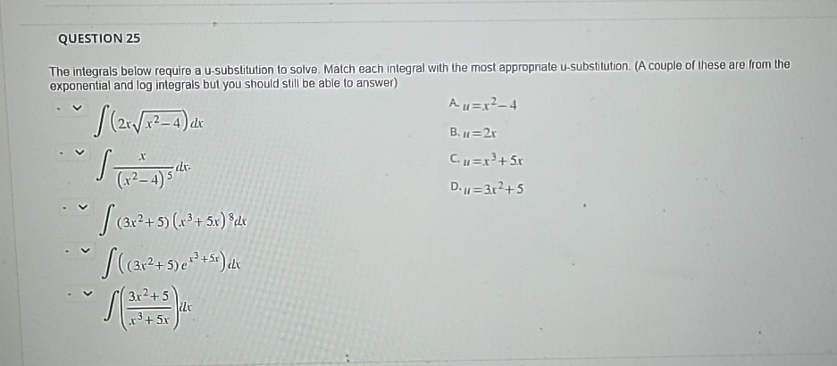 Solved QUESTION 25The integrals below require a | Chegg.com