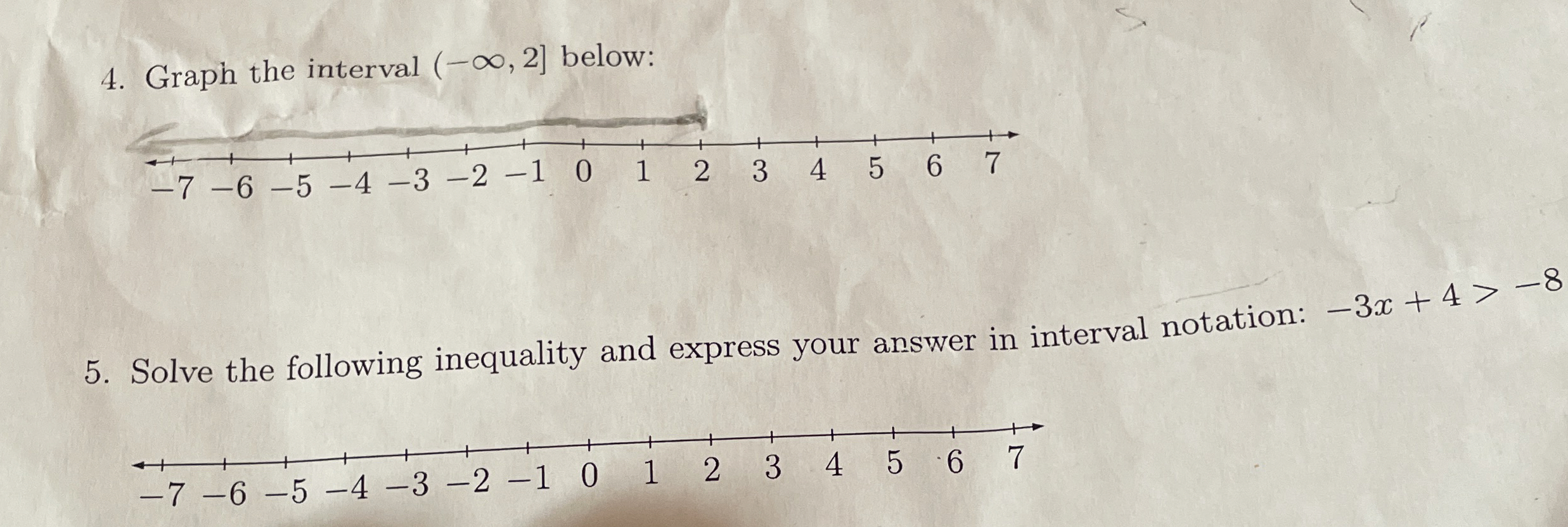 Solved Graph the interval (-∞,2] ﻿below:Solve the following | Chegg.com