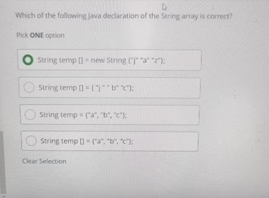 Solved Which of the following Java declaration of the String | Chegg.com