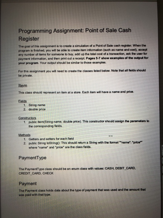 Solved Programming Assignment: Point of Sale Cash Register | Chegg.com